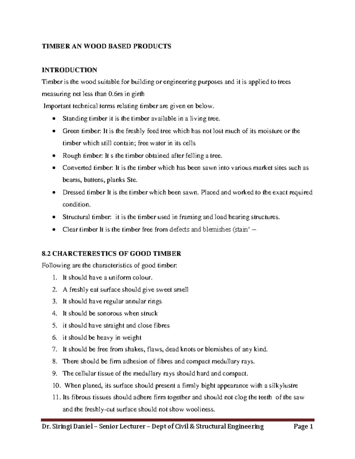 Timber an Woodbased - The above document gives a learner an easier time ...