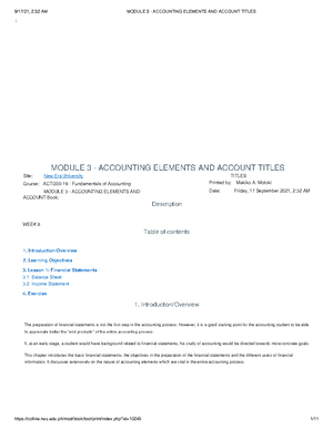 Module 4 - Accounting Equation AND Rules OF Debit AND Credit - ; MODULE ...