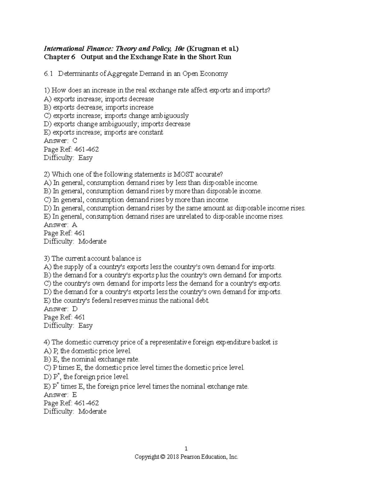 Ch06 - practice question - International Finance: Theory and Policy ...