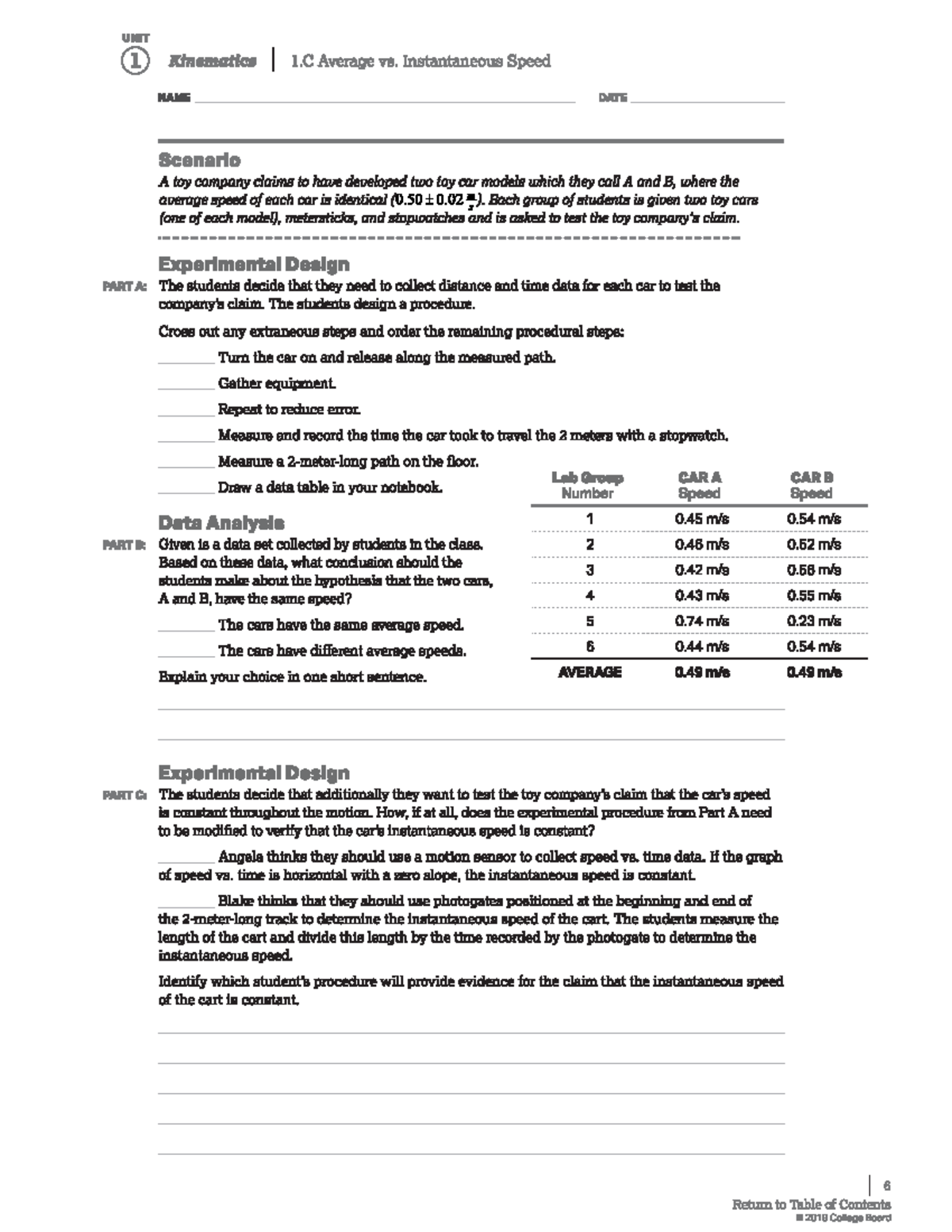 -HW-Unit1-Kinematics-Representation of Motion-CB-Student Workbook - PHY ...