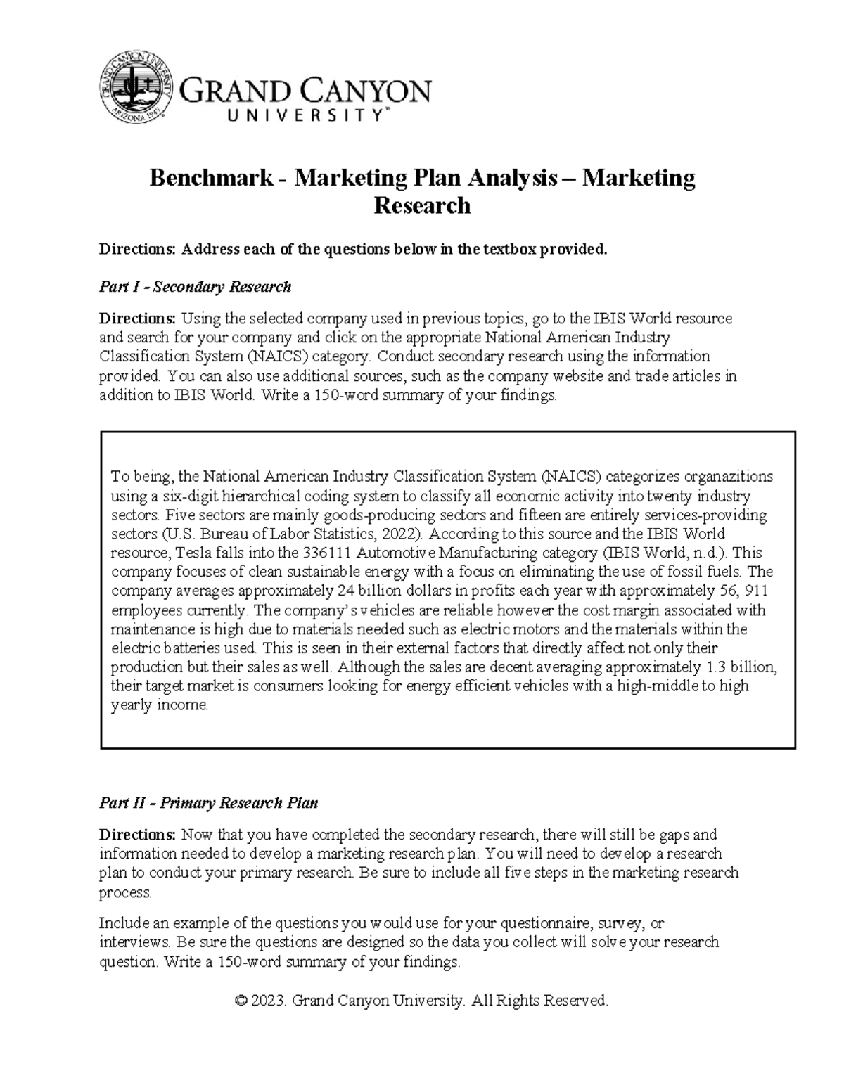 MKT 315 RS T3 Benchmark Marketing Plan Analysis Marketing Research ...
