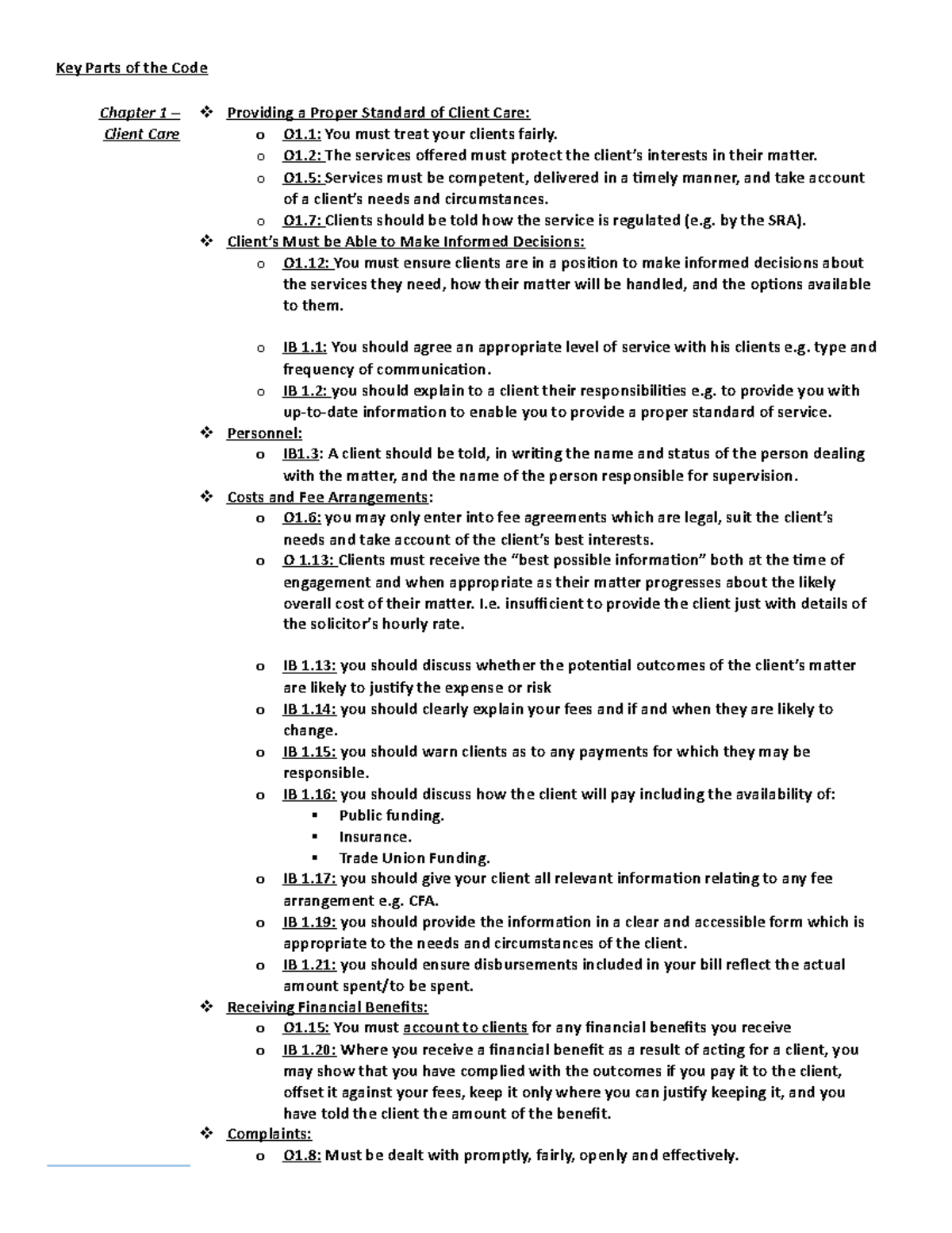The SRA Code of Conduct - Overview - Key Parts of the Code Chapter 1 ...