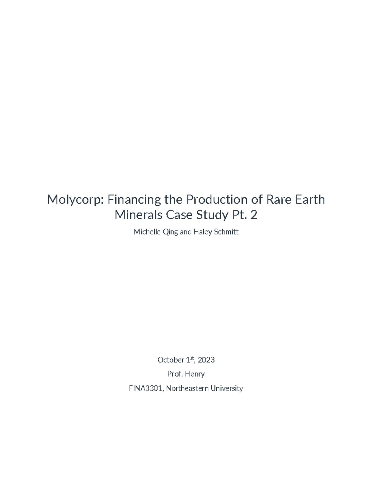 Molycorppt 2 - case study for molycorp - Molycorp: Financing the ...