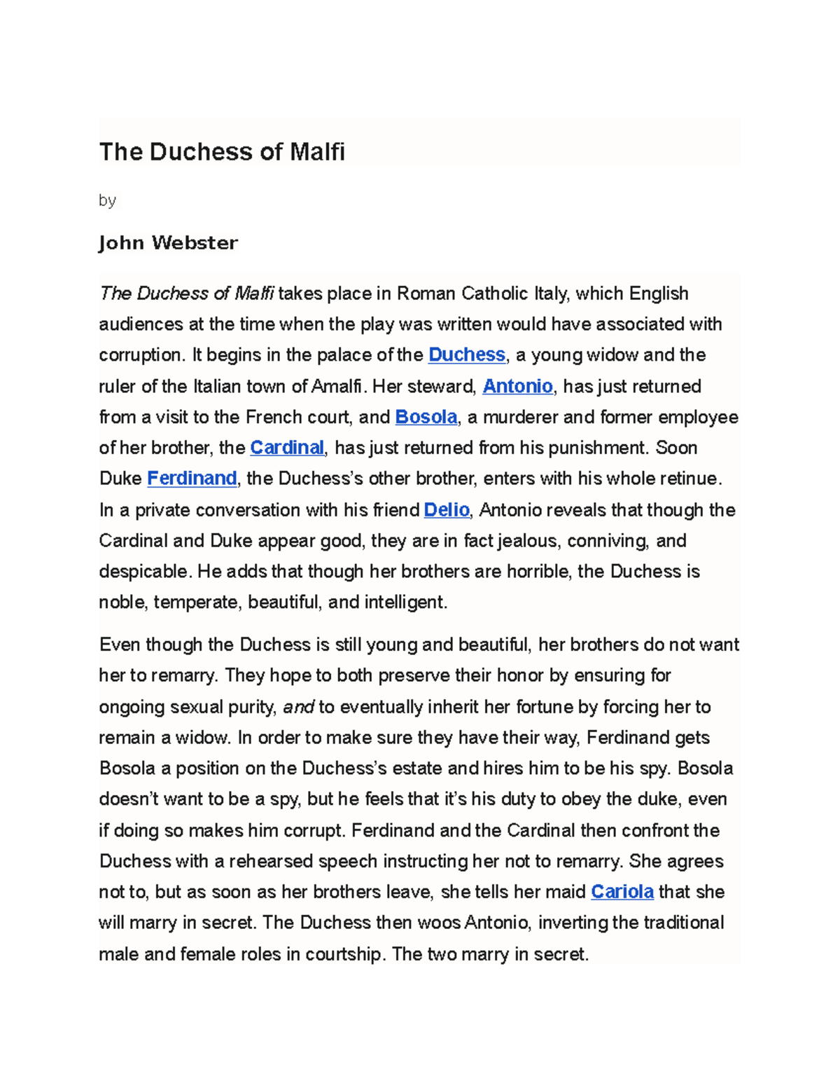 The Duchess of Malfi - Bierf Summary - The Spanish Tragedy - The ...
