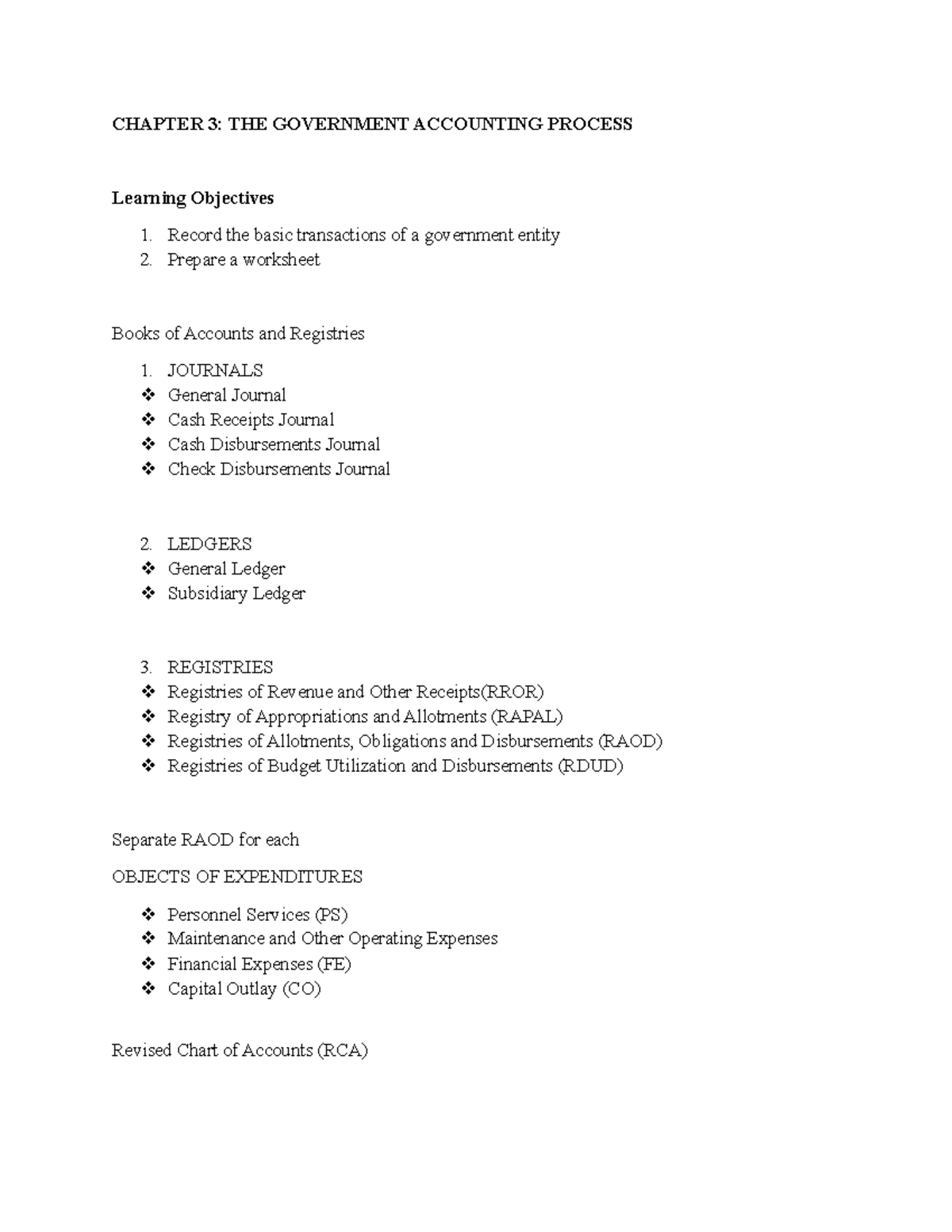 Chapter 3 The Government Accounting Process - CHAPTER 3: THE GOVERNMENT ...