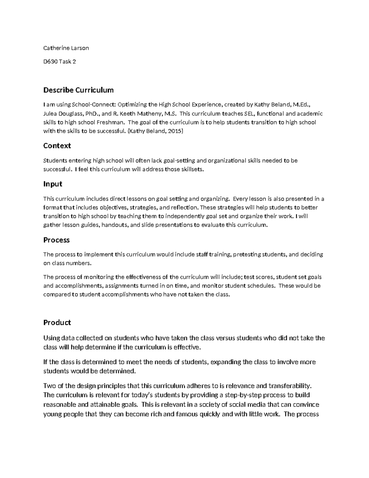 Catherine Larson D630 Task 2 - Catherine Larson D630 Task 2 Describe ...