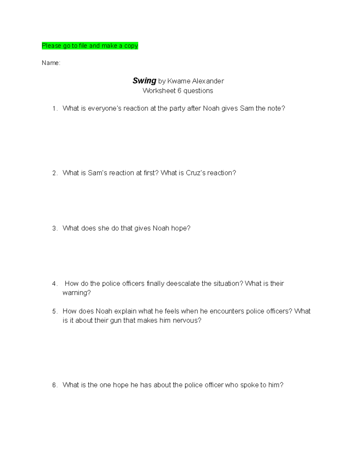 Swing Worksheet 6 Questions - Please go to file and make a copy Name ...