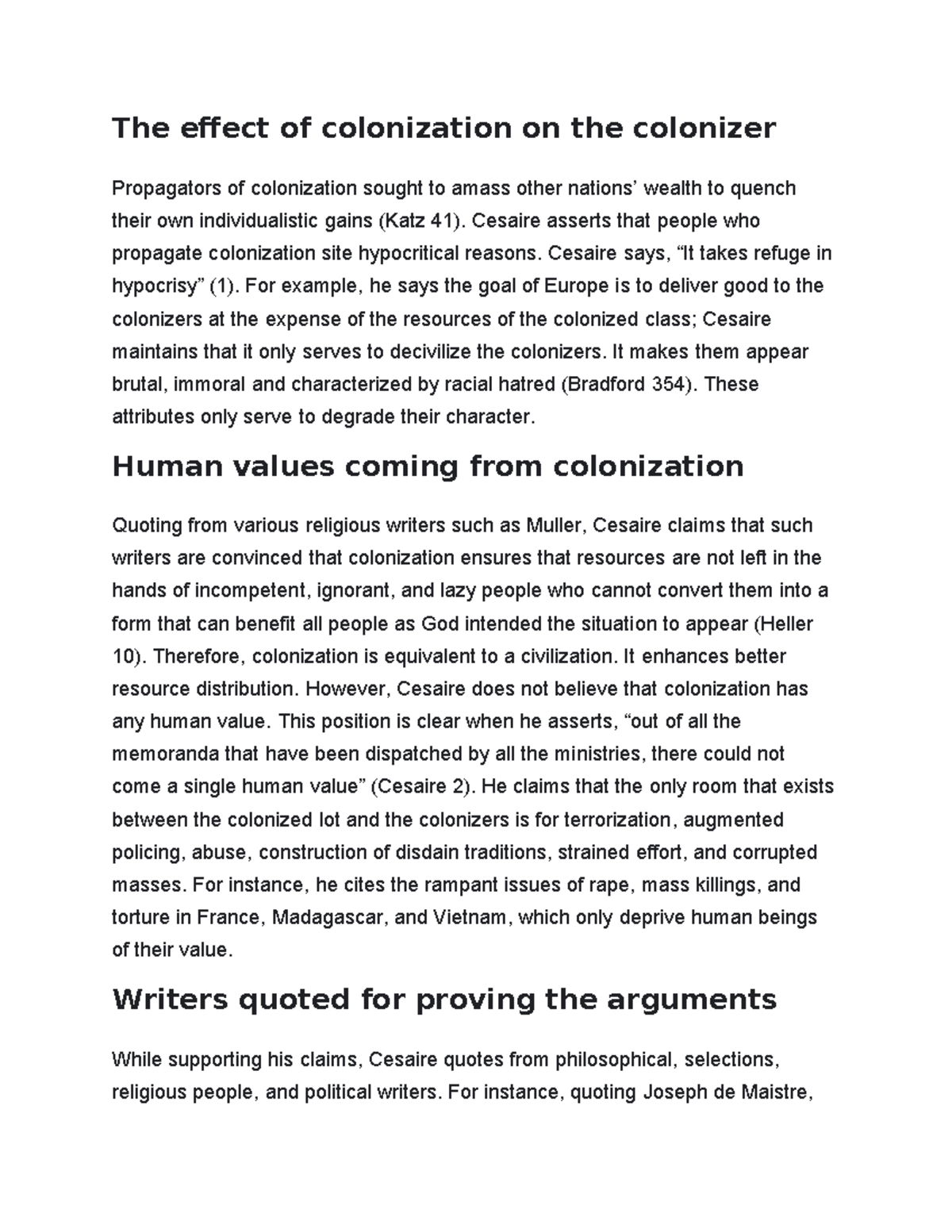 The effect of colonization on the colonizer - The effect of ...