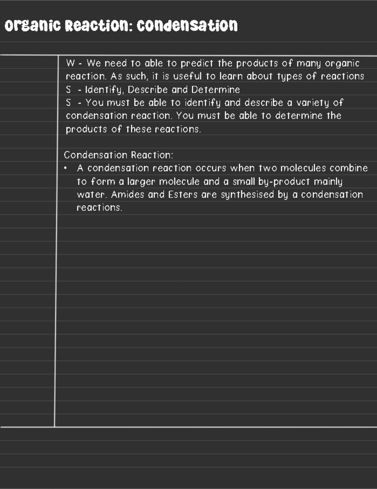 4. Organic Reactions Condensation - Organic Reaction: Condensation W ...
