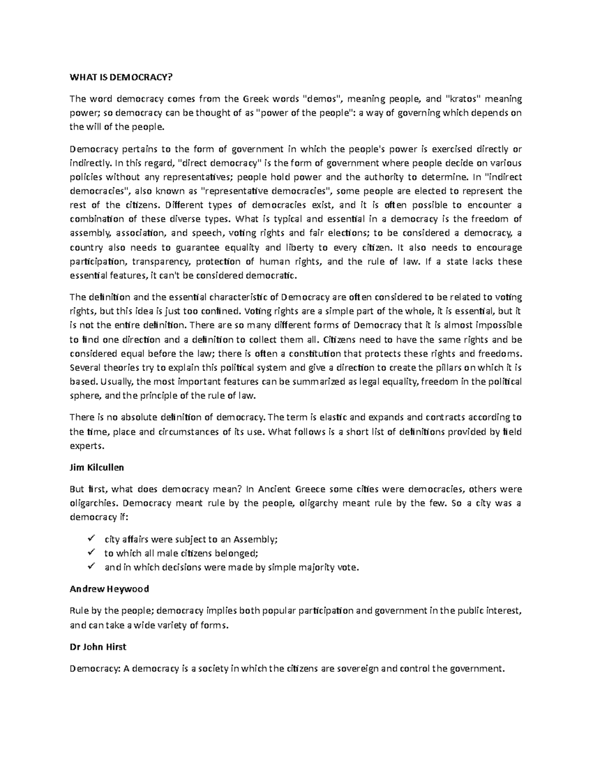 Democracy-Report - Definitions, principles and concepts about Democracy ...