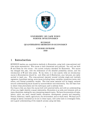 Econometrics Cheat Sheet Taylor Ransom - ECO3021S - UCT - Studocu