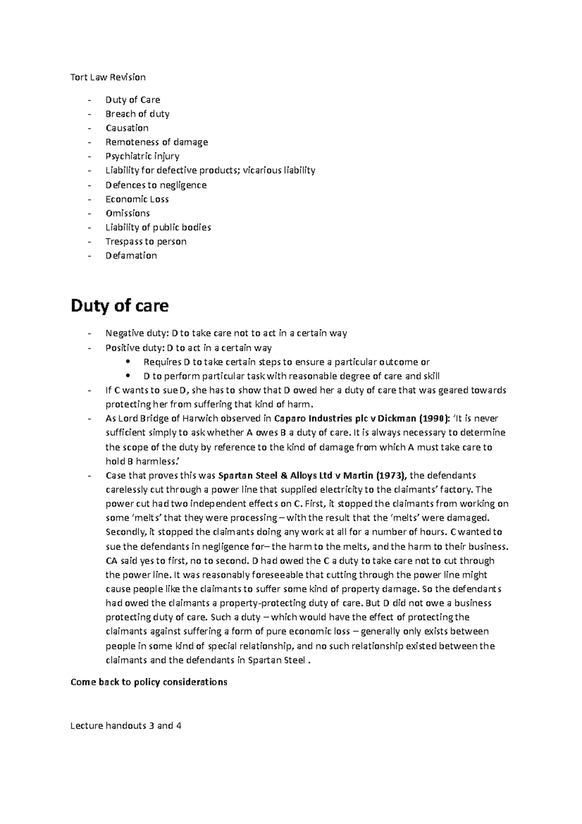 Tort Law Revision - As Lord Bridge of Harwich observed in Caparo ...