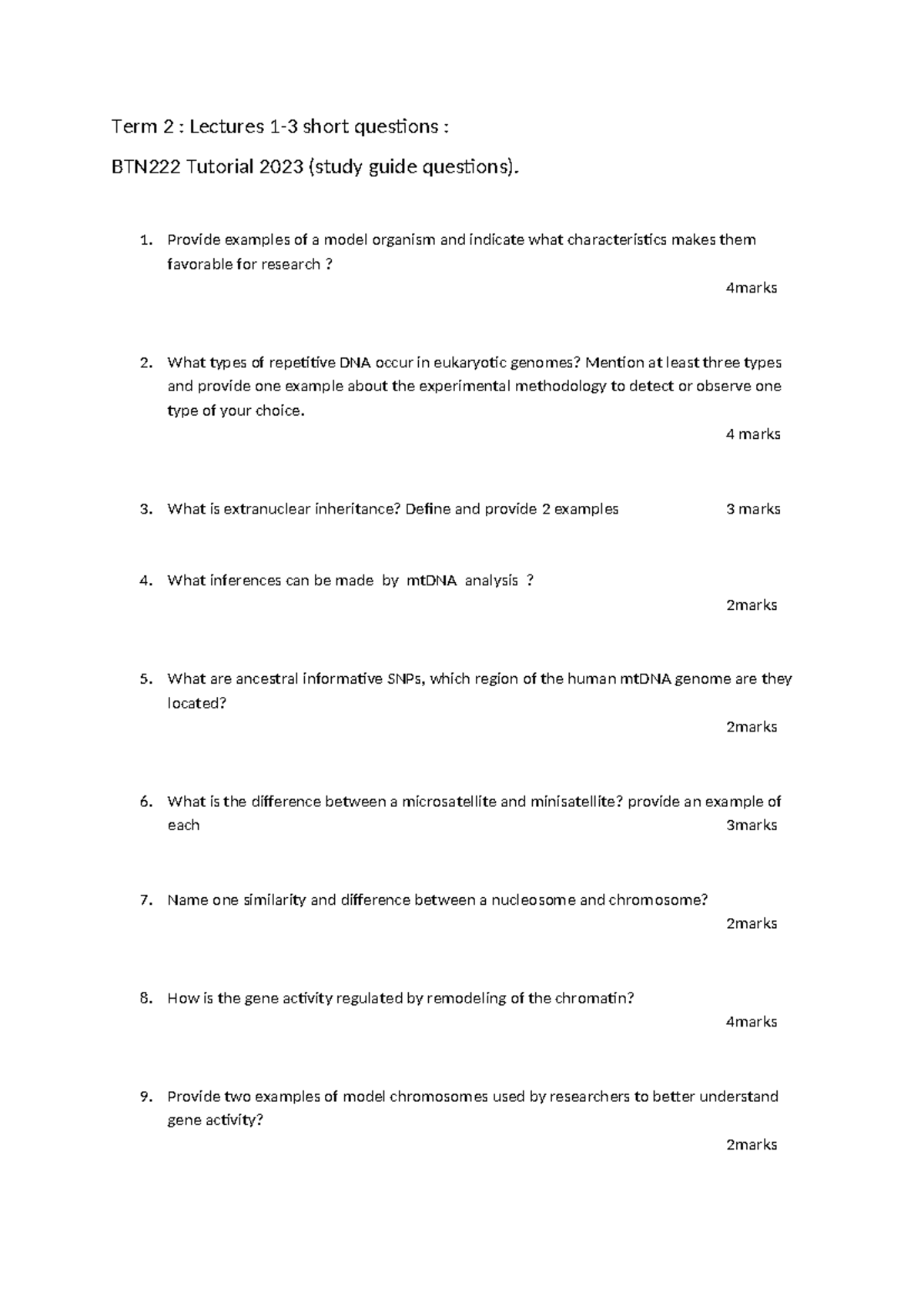 Term 2 Lectures 1-3 Tutourial and study guide questions - Term 2 ...