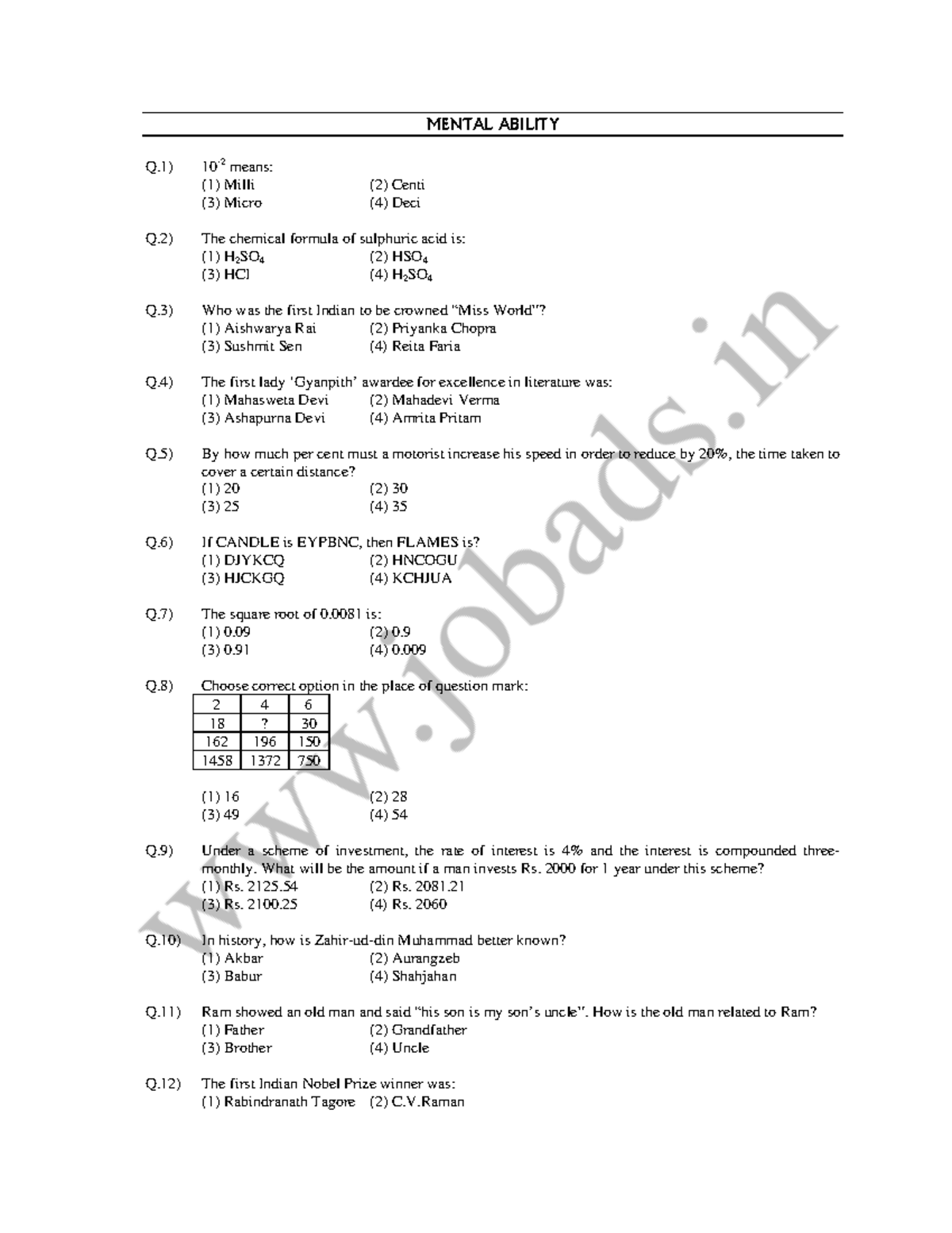 Mental Ability - Building engineering aptitude questions - MENTAL ...