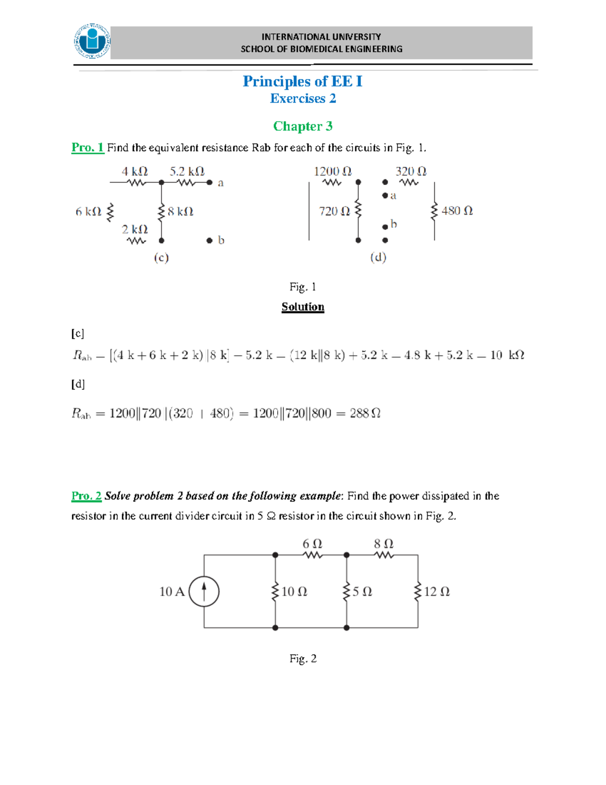Exercises 2 Solution EE1 - SCHOOL OF BIOMEDICAL ENGINEERING Principles of EE I Exercises 2 ...