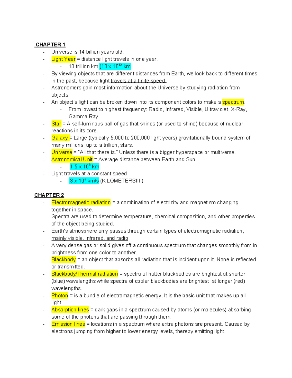 Astronomy MEGA Study Guide - CHAPTER 1 Universe is 14 billion years old ...