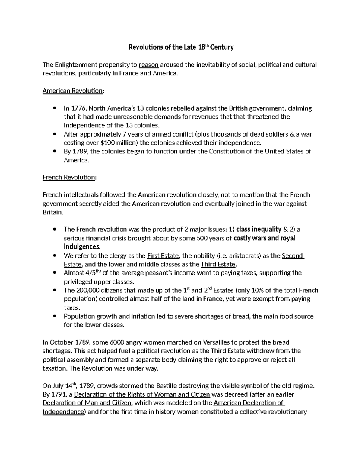Revolutions of the Late 18th Century - Revolutions of the Late 18th ...