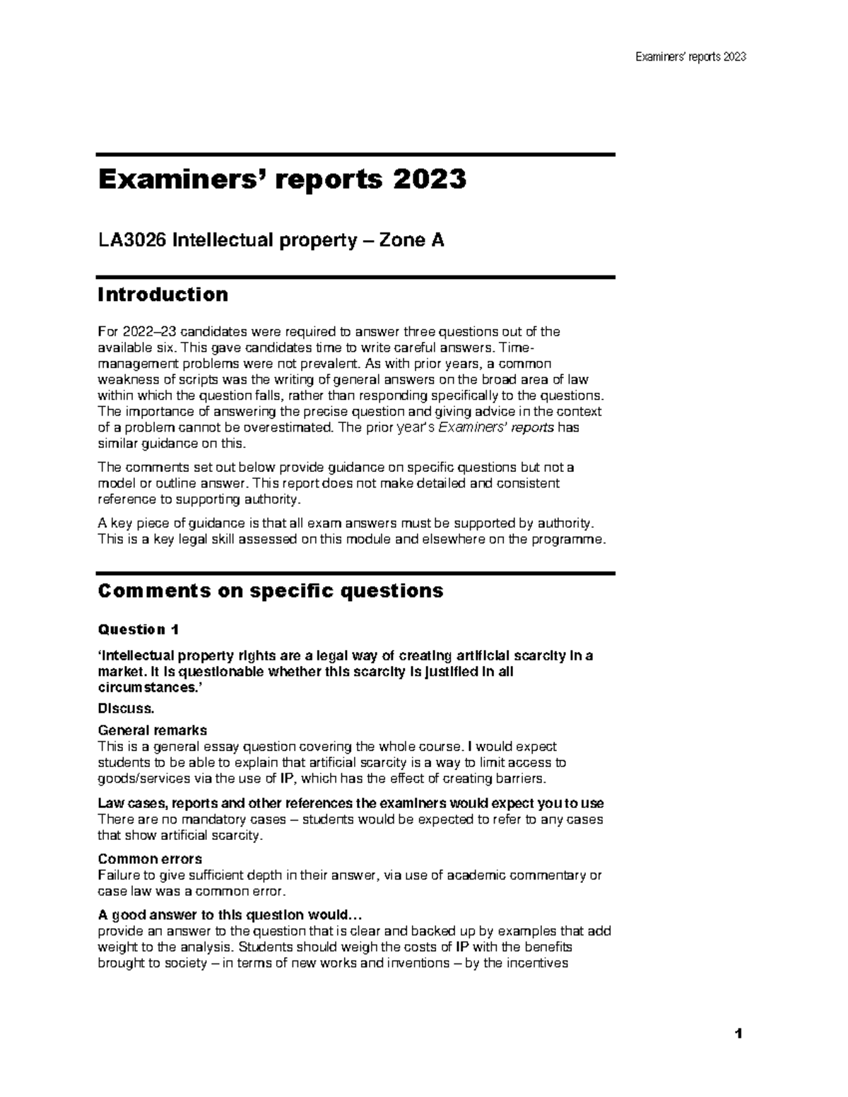 IP report 2023 A - Examiners’ reports 20 23 Examiners’ reports 2023 LA ...