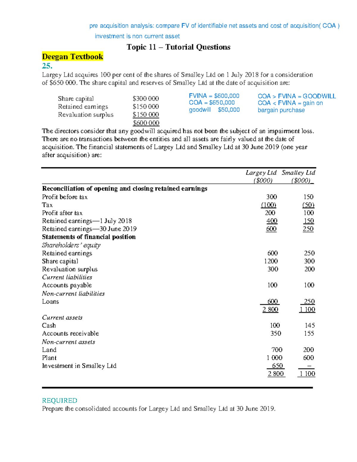 Topic 11 - Tutorial Questions - Topic 11 – Tutorial Questions Deegan ...