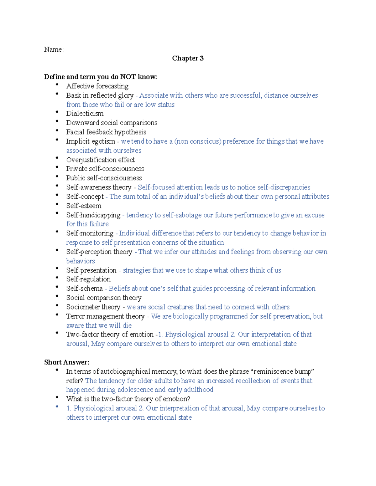 Ch3 Homework - Notes on Chapter 2 - Name: Chapter 3 Define and term you ...