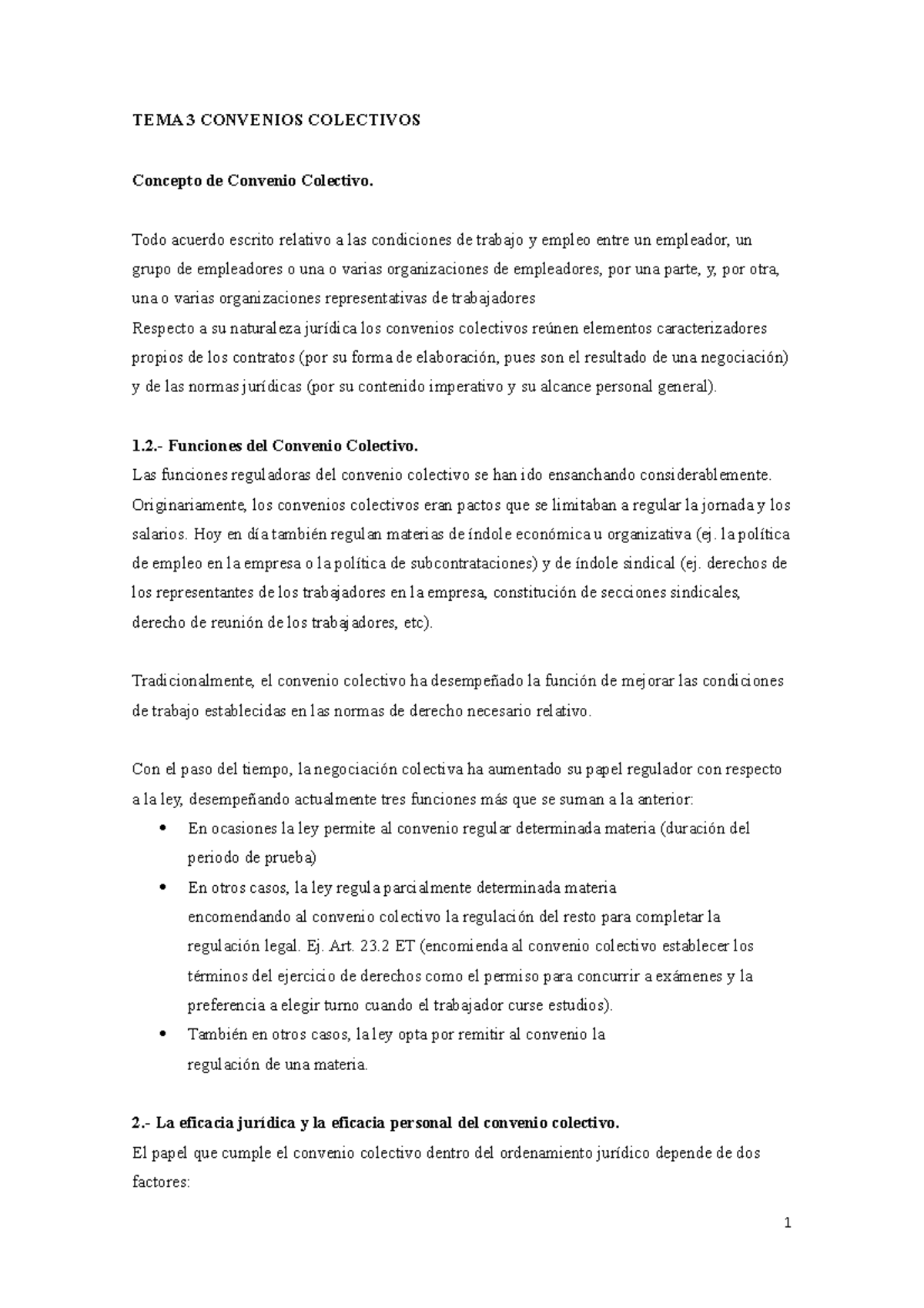 Tema 3 convenio colectivo (mio) - TEMA 3 CONVENIOS COLECTIVOS Concepto de Convenio Colectivo ...