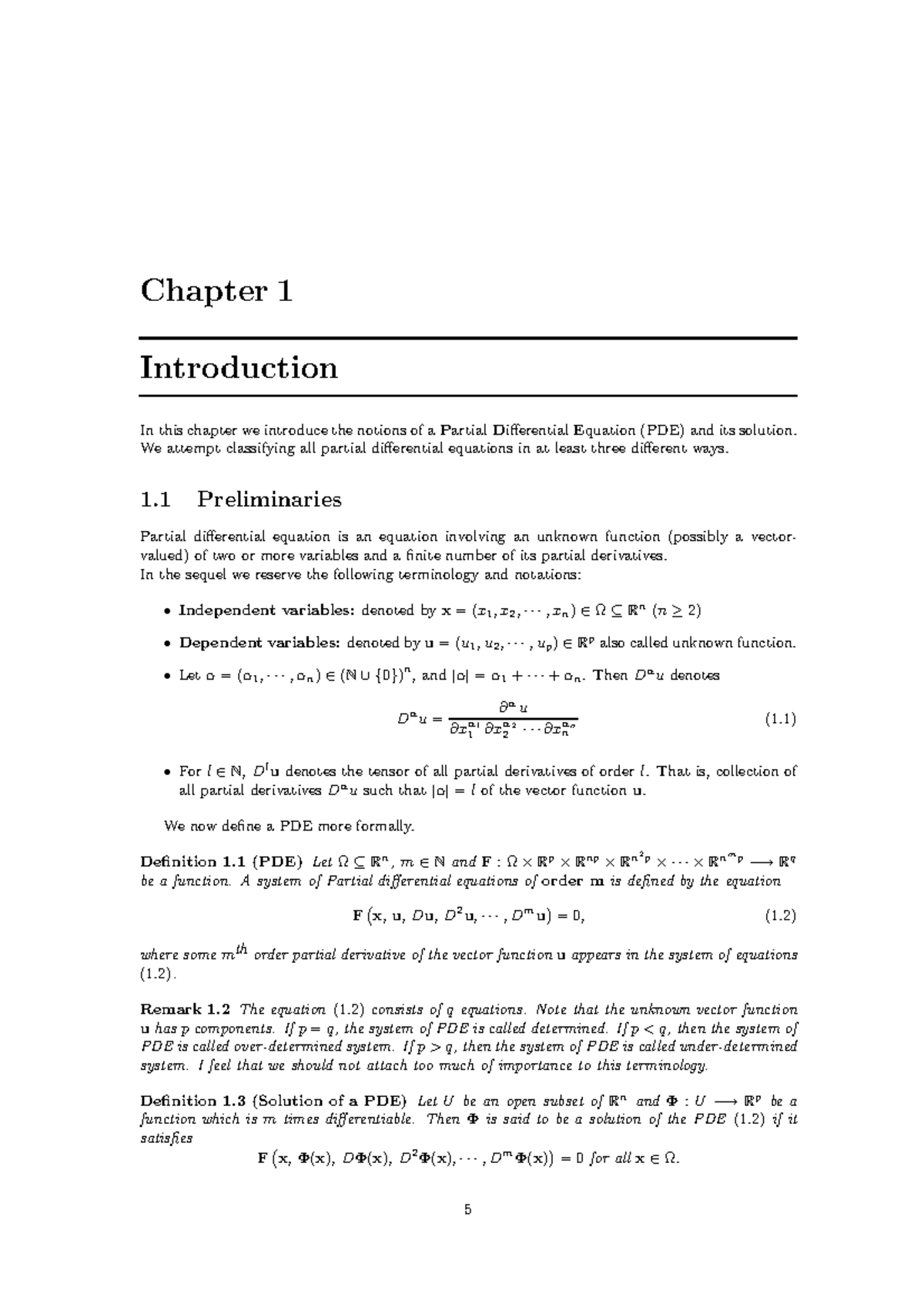 Pdes lecture india - Partial Differential Equation - Chapter 1 ...