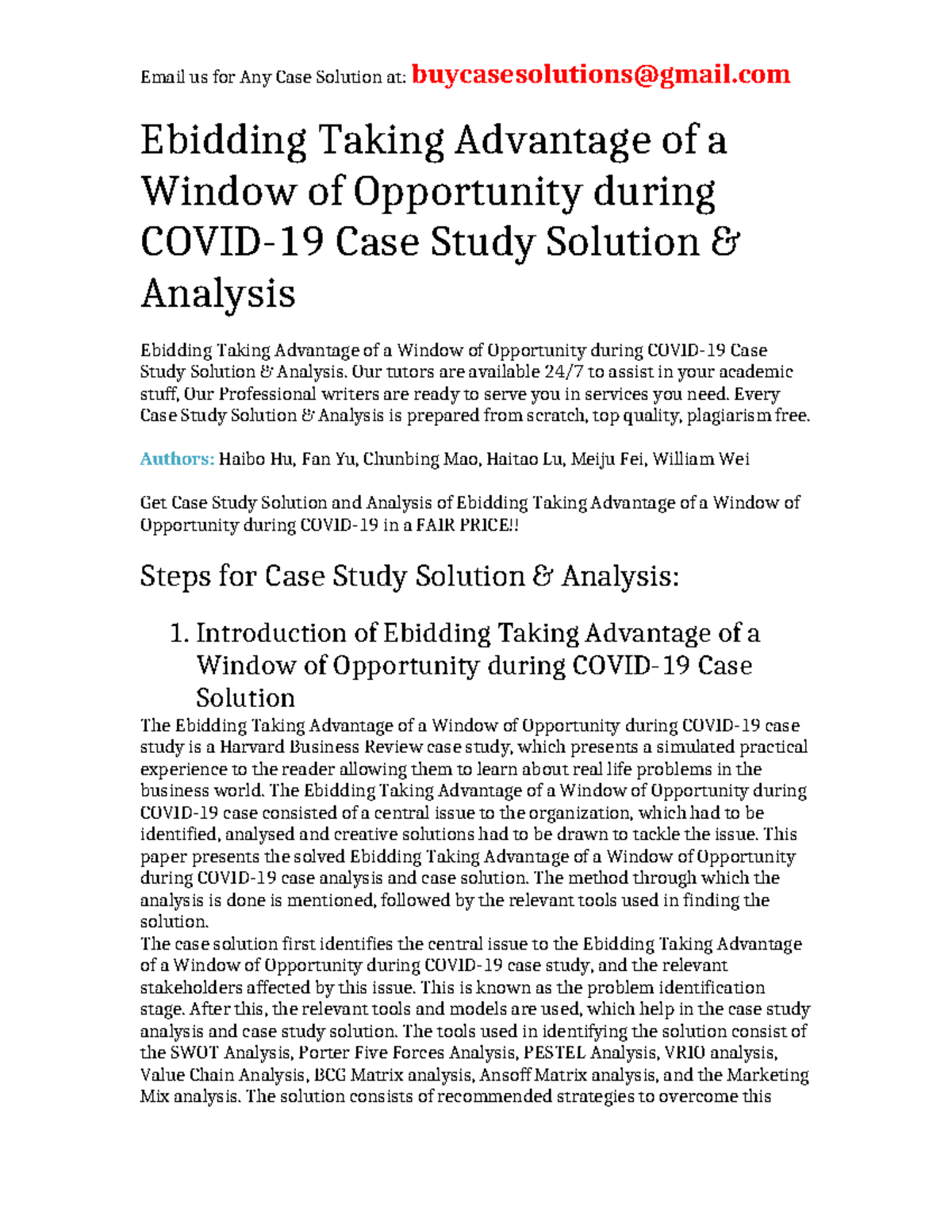 Ebidding Taking Advantage of a Window of Opportunity during Covid-19 ...