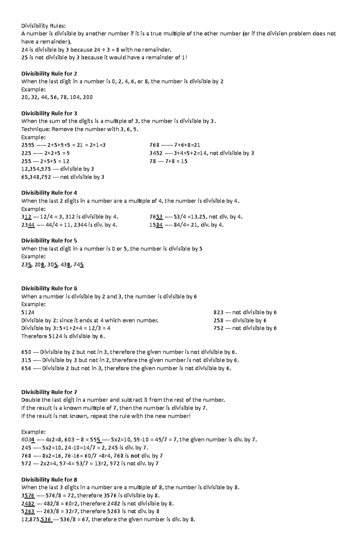 Divisibility-Rules - Lecture - Divisibility Rules: A number is divisible by another number if it ...