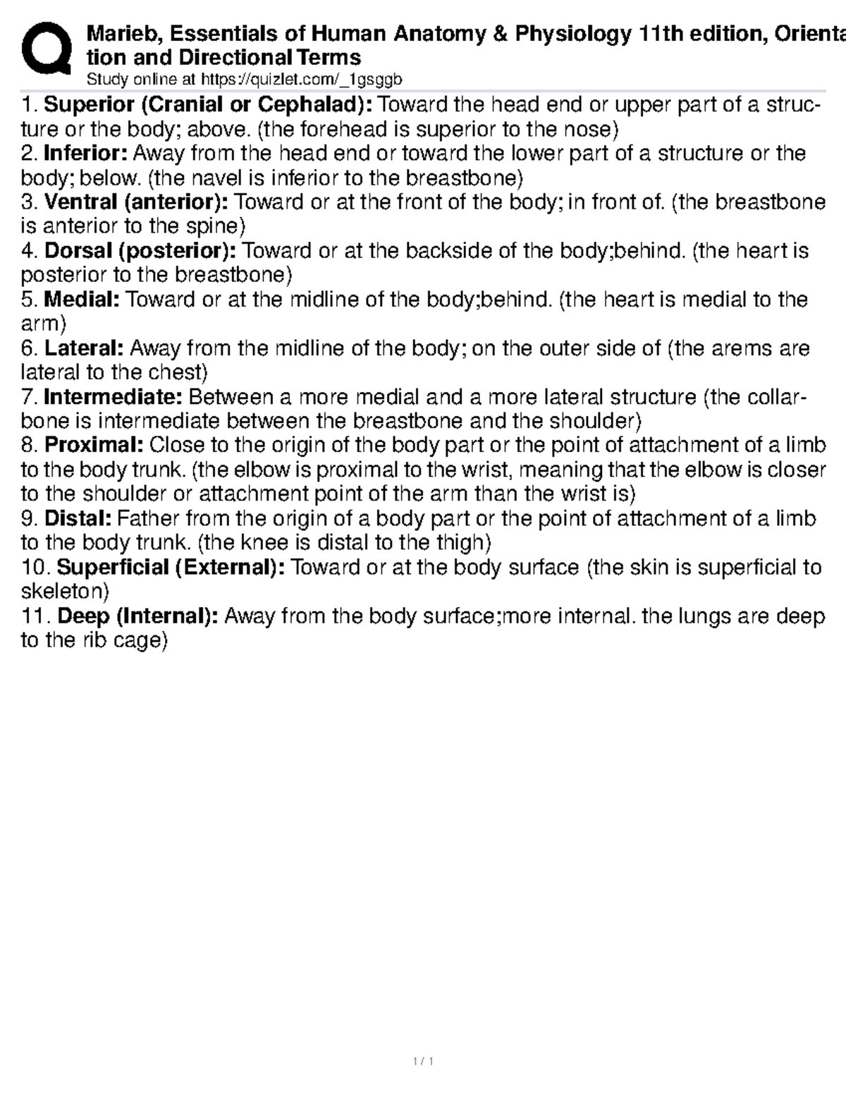 Marieb, Essentials of Human Anatomy & Physiology 11th edition ...