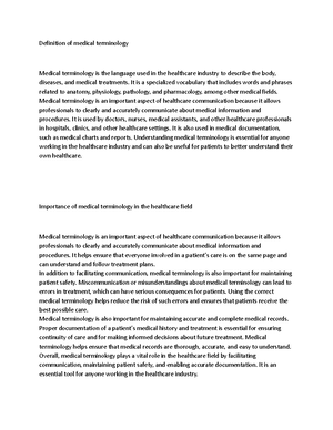 Chapter 2 - Medical Terminology – Chapter 2 Study section 1 ...