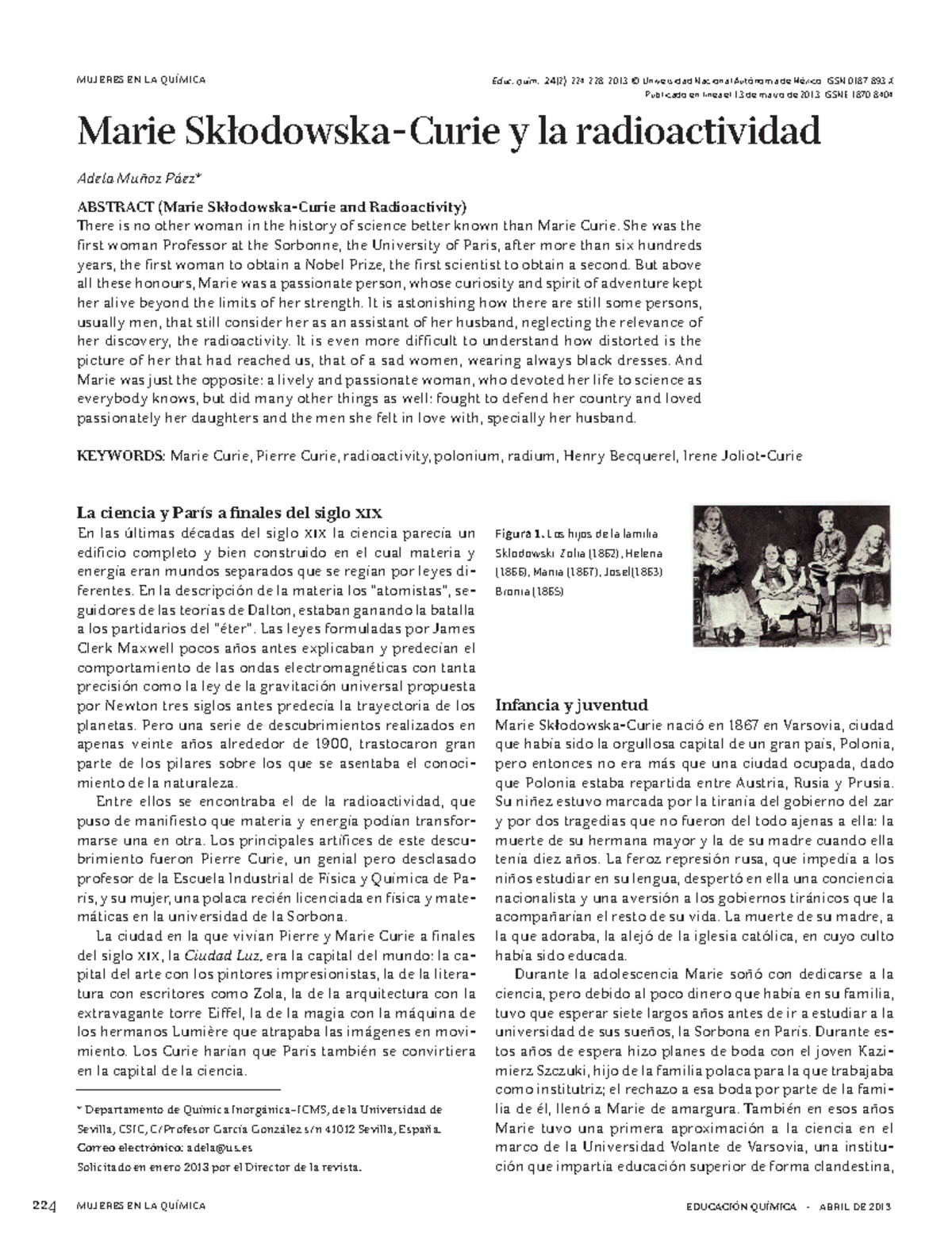 Marie Skłodowska-Curie y la radioactividad - 224 MUJERES EN LA QUÍMICA ...