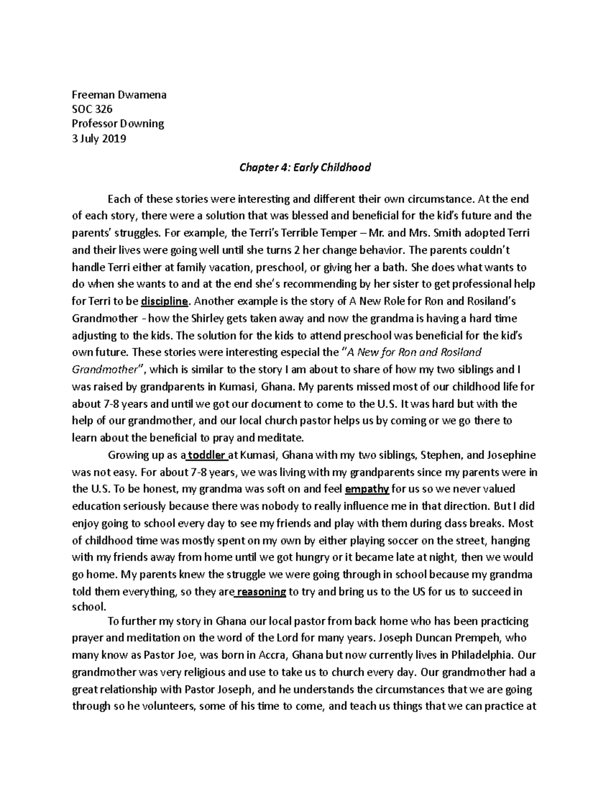 Essay WK2- SOC 326 - Freeman - Freeman Dwamena SOC 326 Professor ...