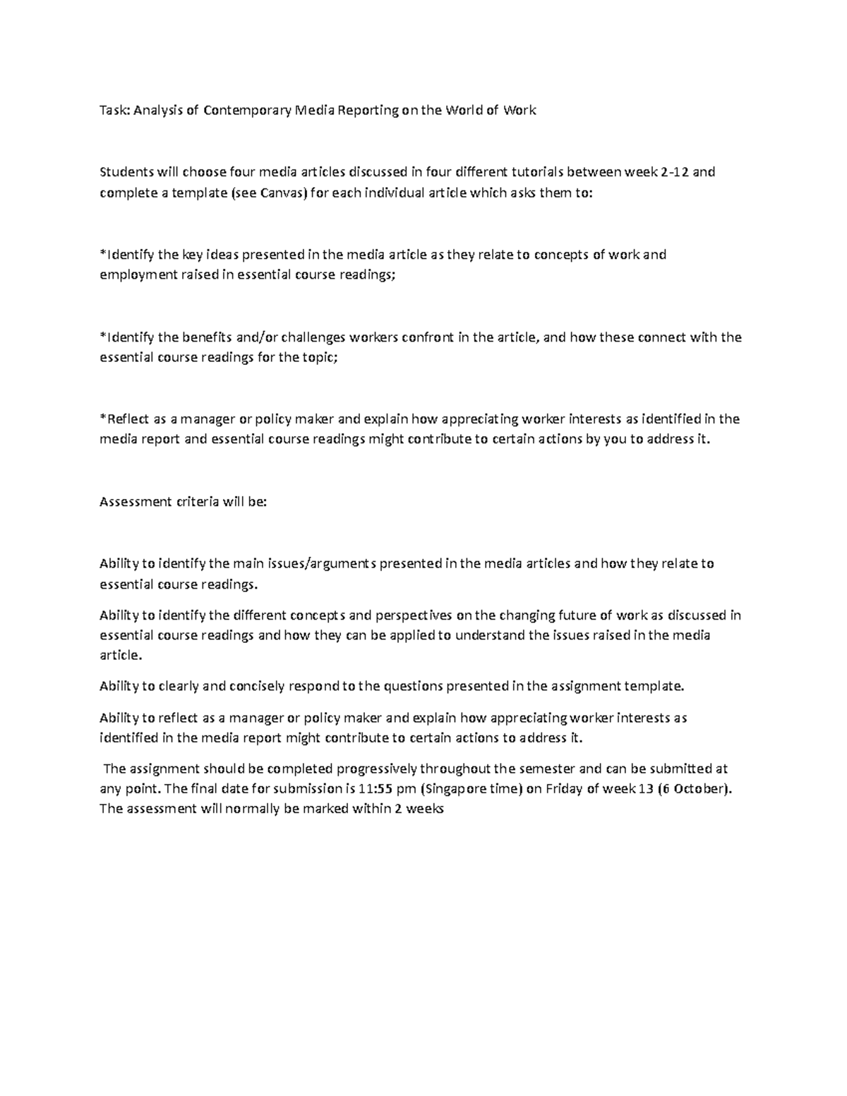 assignment 3 brief - Task: Analysis of Contemporary Media Reporting on ...