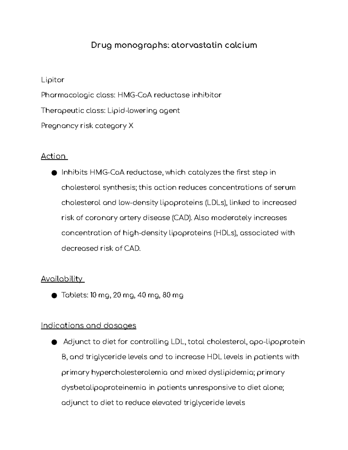 Drug monographs atorvastatin calcium - Drug monographs: atorvastatin ...