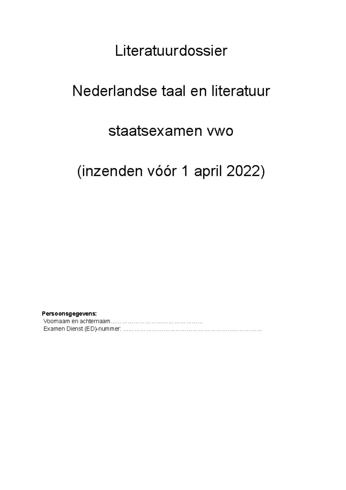 Literatuurlijst Nederlandse taal en literatuur - Literatuurdossier ...