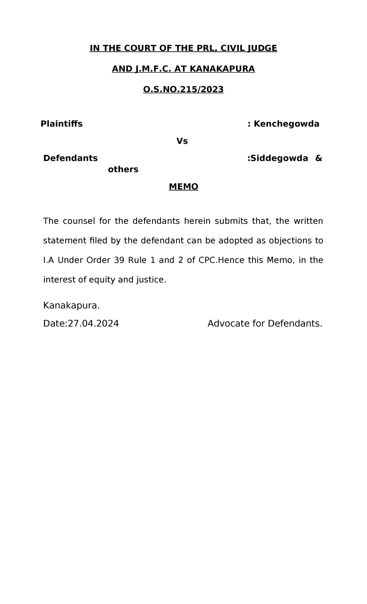 Adoption Memo - Other Language A: Literature SL - IN THE COURT OF THE ...