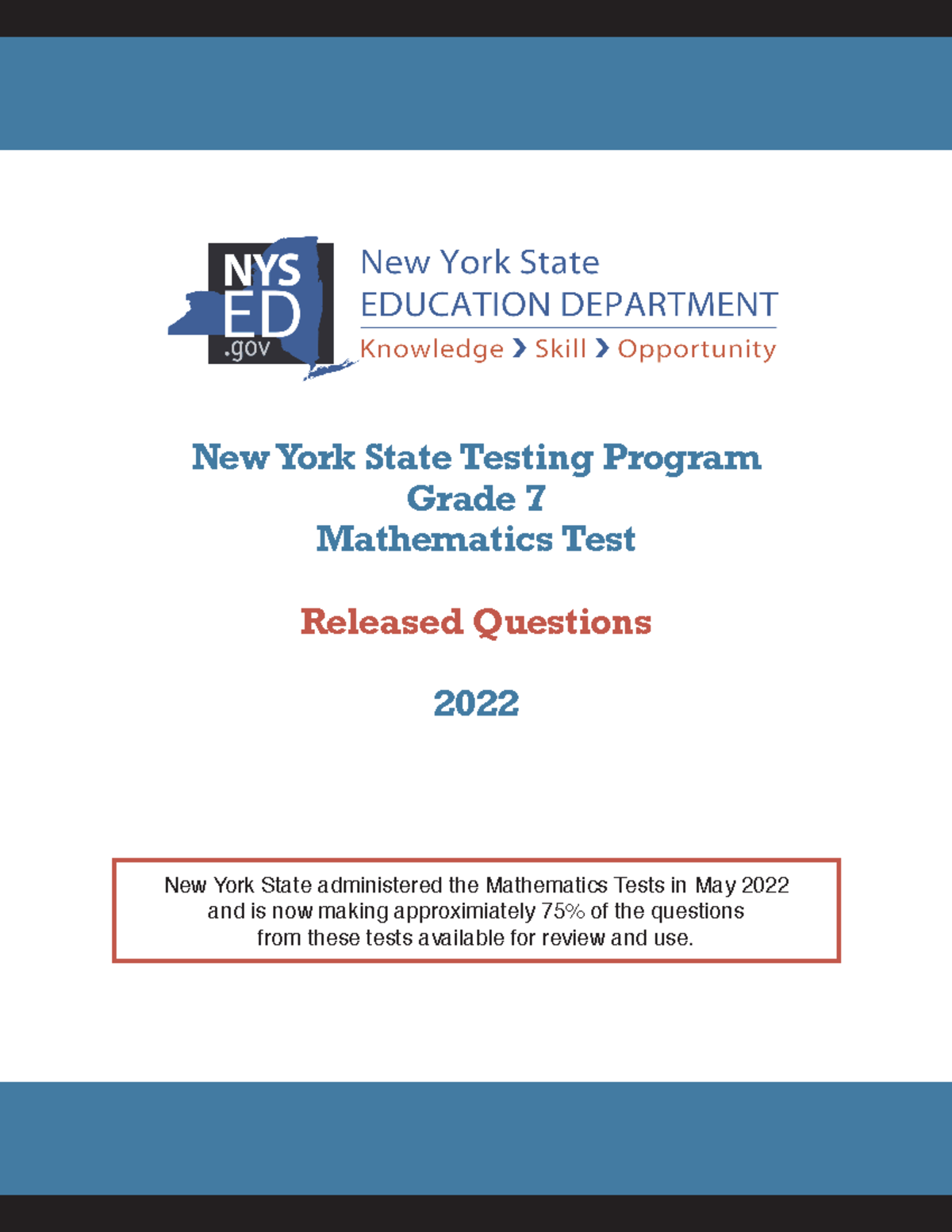 2022 released items math g7 - New York State administered the ...