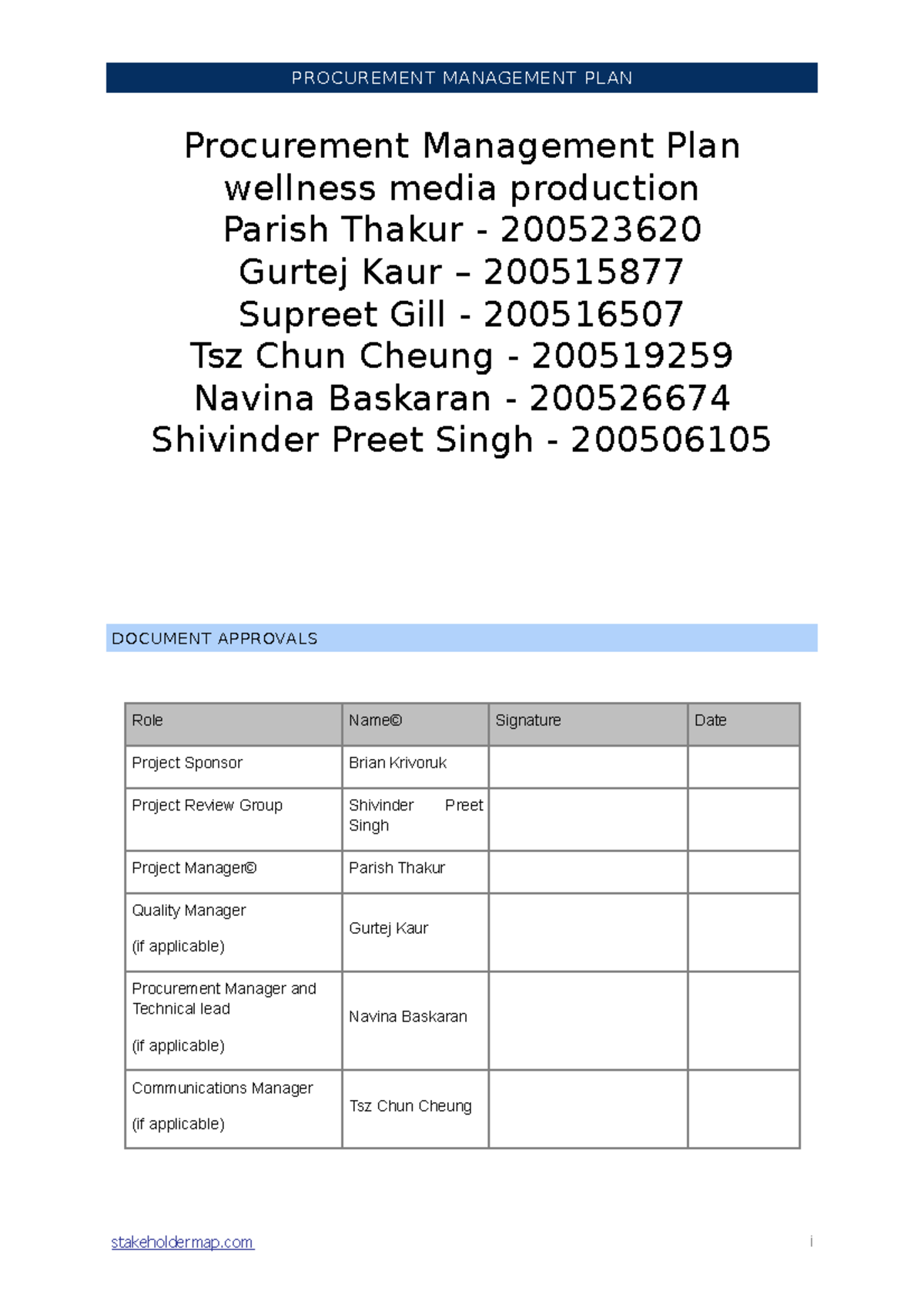Procurement-management-plan - Procurement Management Plan wellness ...