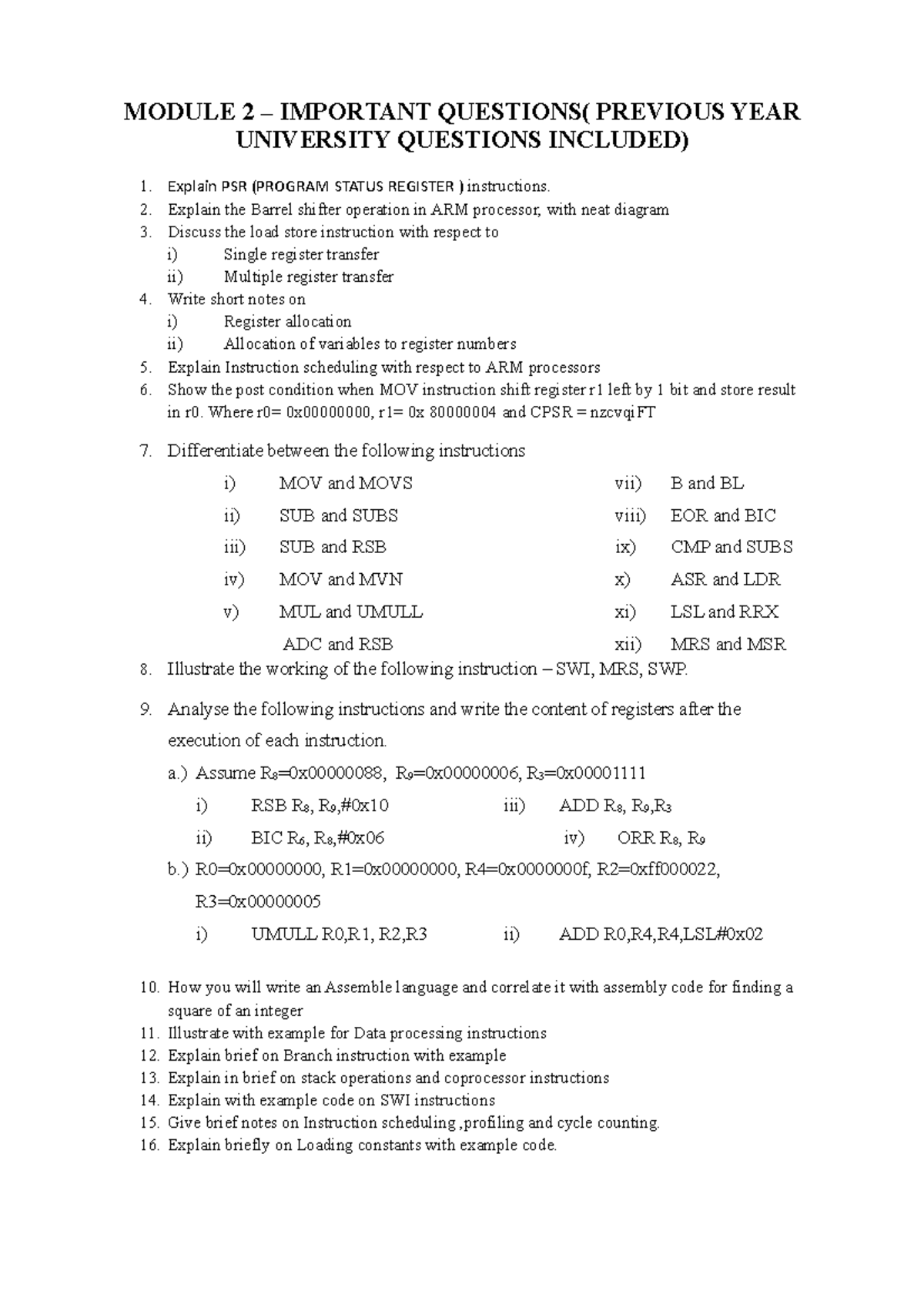 Module 2 cs 44 assignmentg - MODULE 2 – IMPORTANT QUESTIONS( PREVIOUS YEAR UNIVERSITY QUESTIONS ...