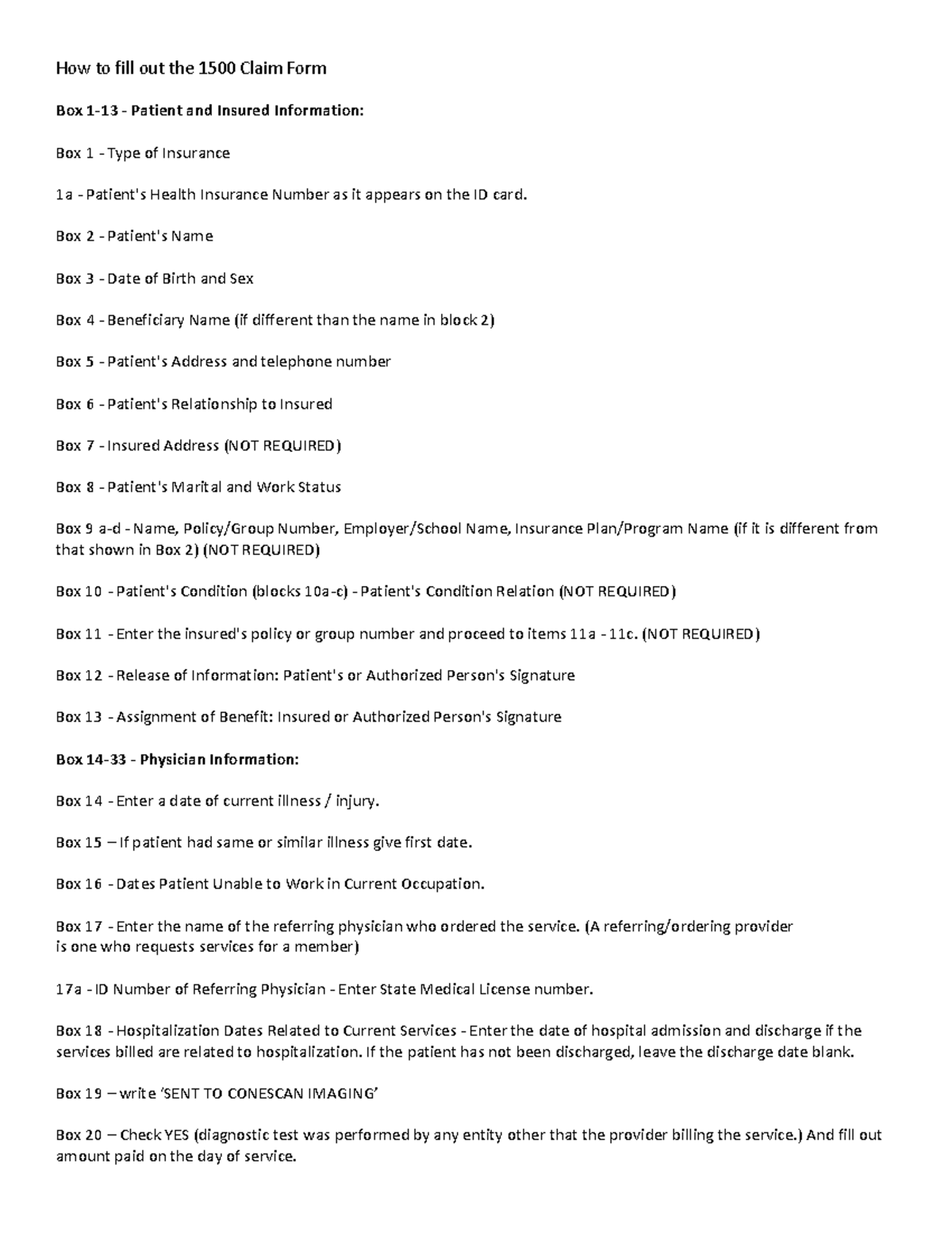 How to fill out the 1500 Claim Form - Box 2 - Patient's Name Box 3 ...