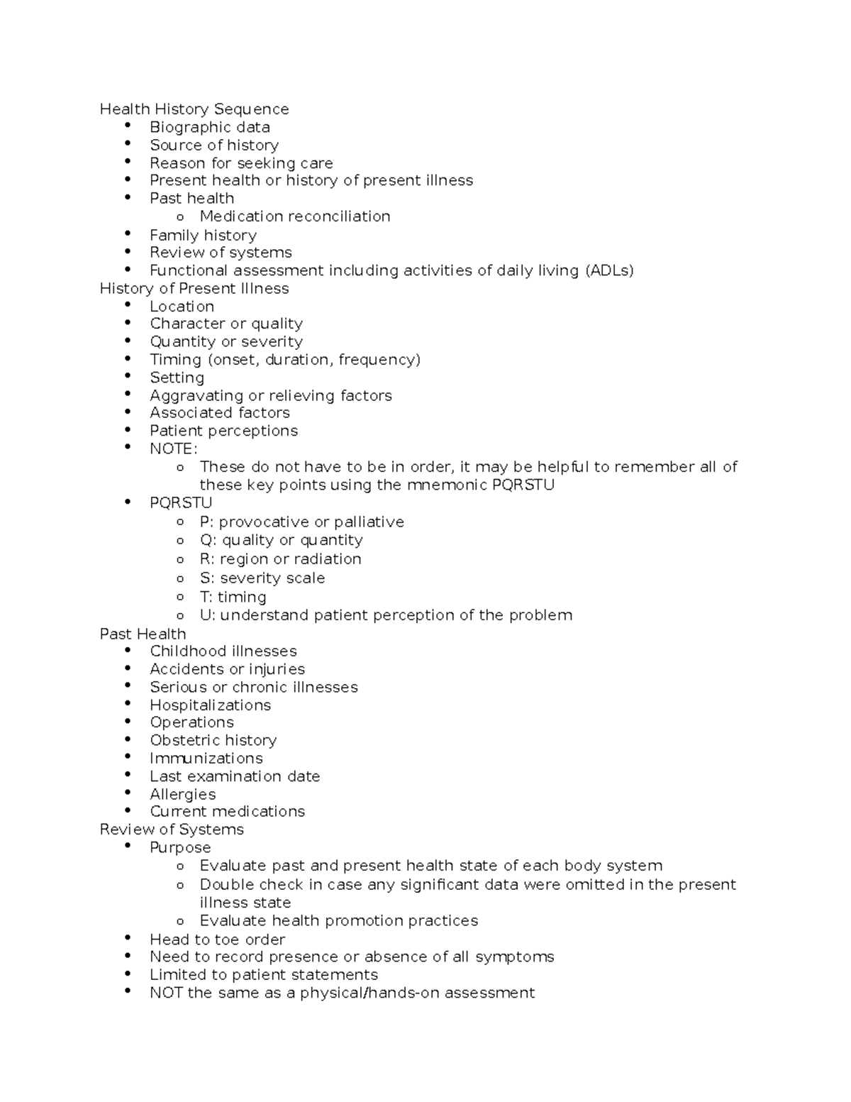 Resp - assessment - Health History Sequence Biographic data Source of ...