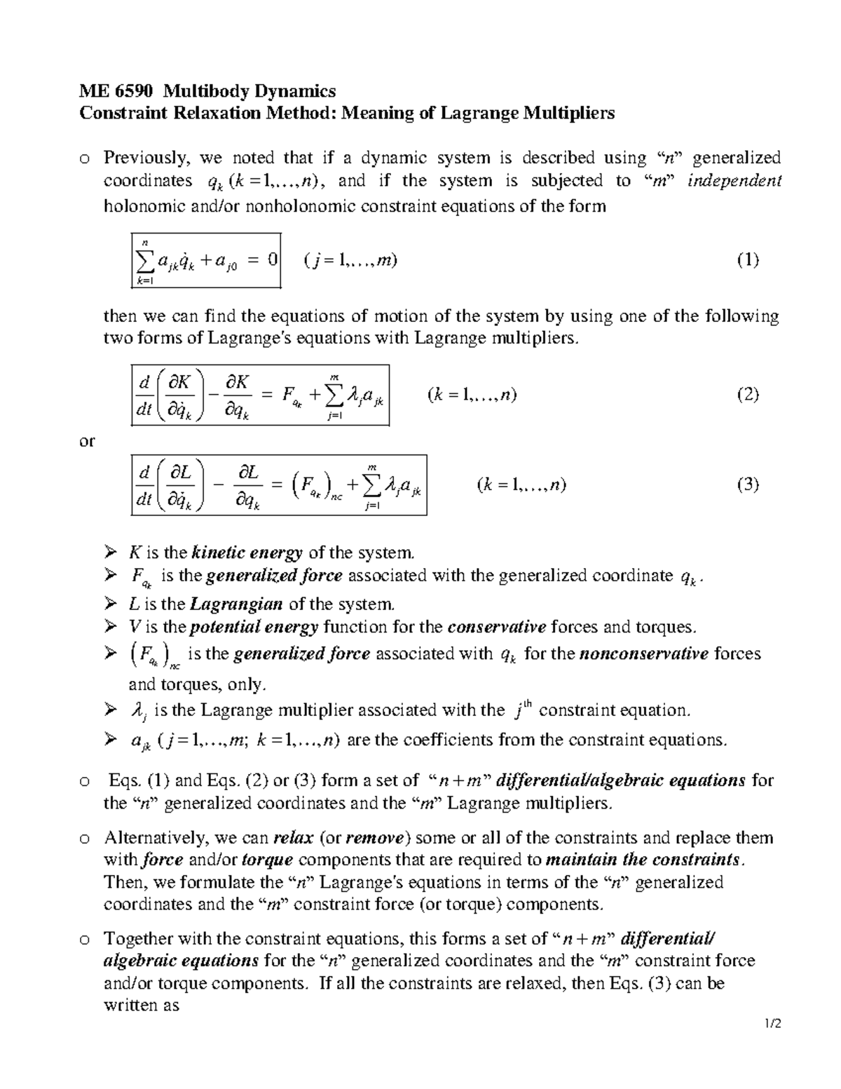 ME659Constraint Relaxation Method - 1/ ME 6590 Multibody Dynamics ...