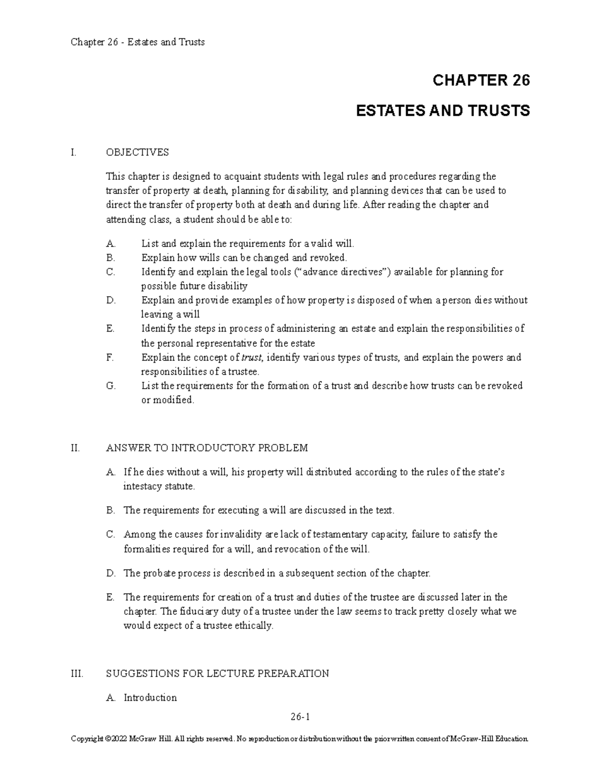 Prenkert 18e IM Ch26 - notes chsap 26 - CHAPTER 26 ESTATES AND TRUSTS I ...