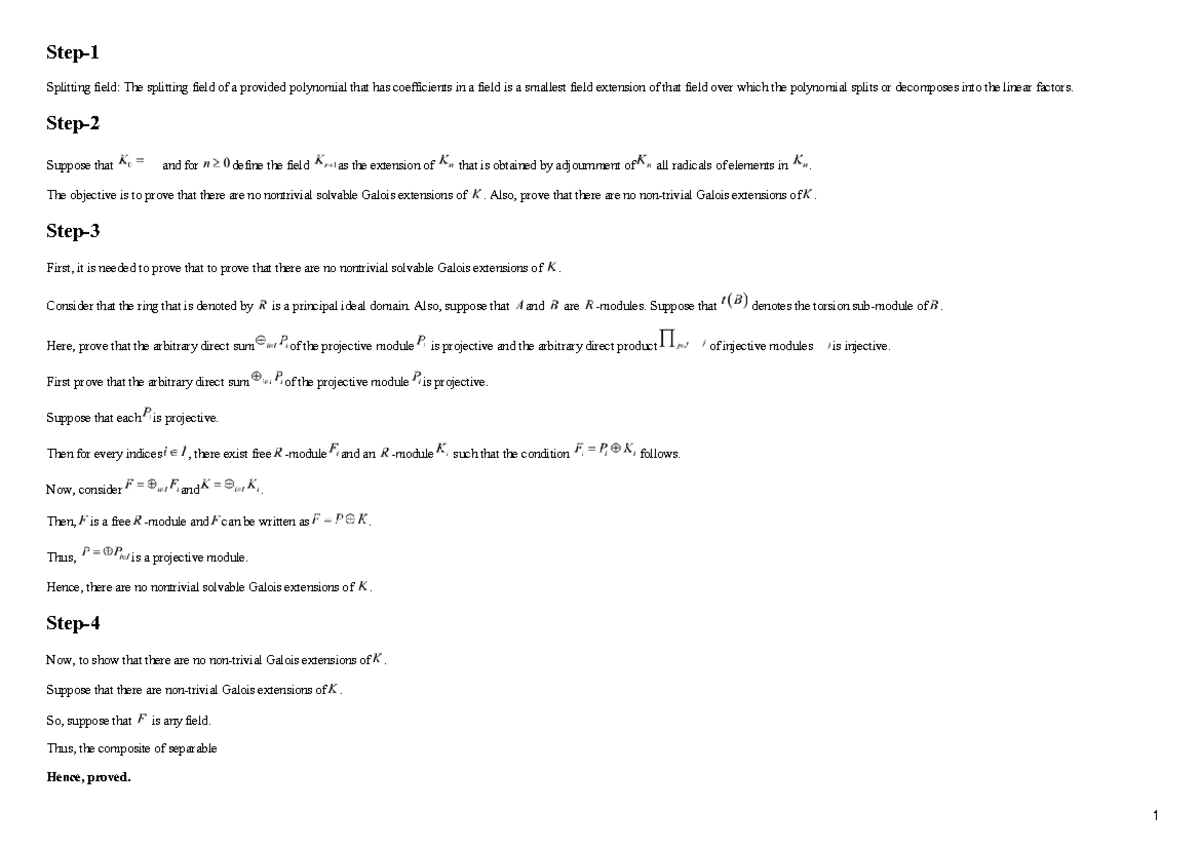Problem (445) - answer - Step- Splitting field: The splitting field of ...