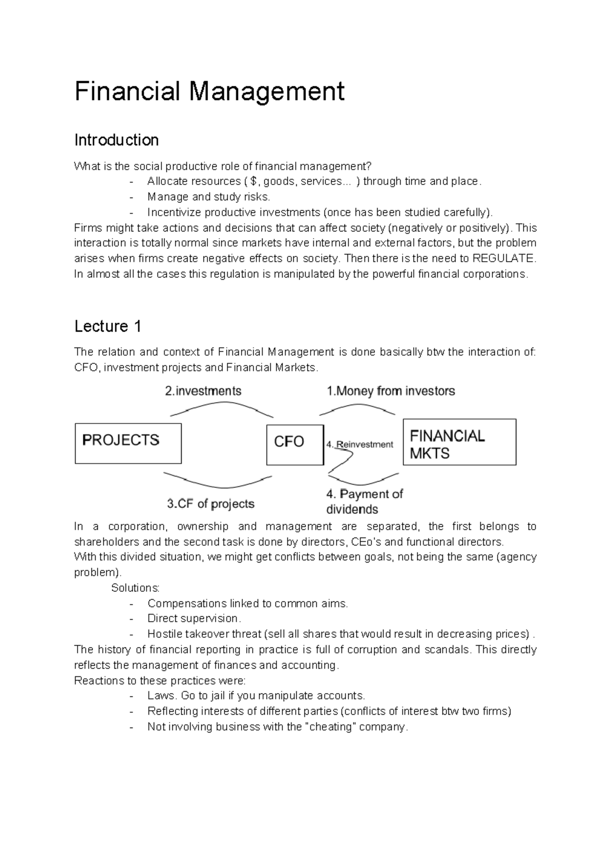 Financial Management - Manage and study risks. Incentivize productive ...
