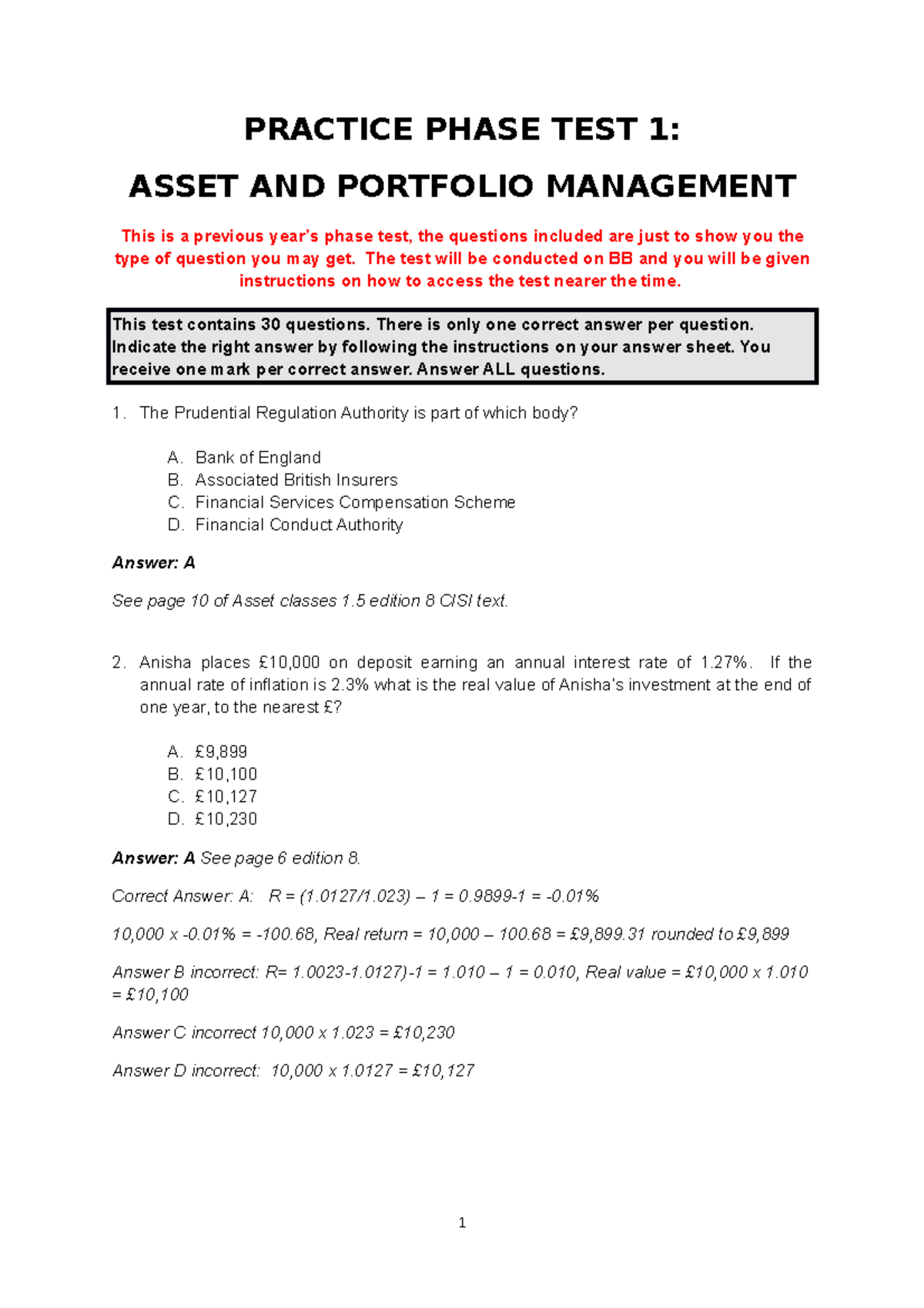 Practice phase test 1 2021.22 Q and A - LUBS1940 - Leeds - Studocu