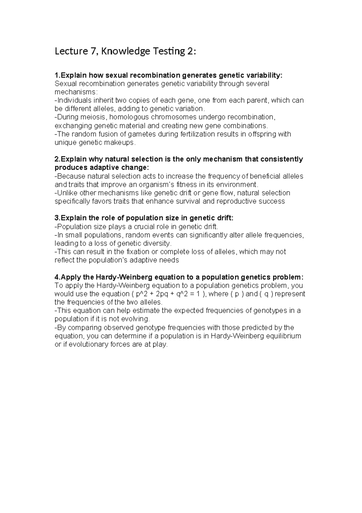 Lecture 7 Knowledge Testing 2 Lecture 7 Knowledge Testing 2 1 How