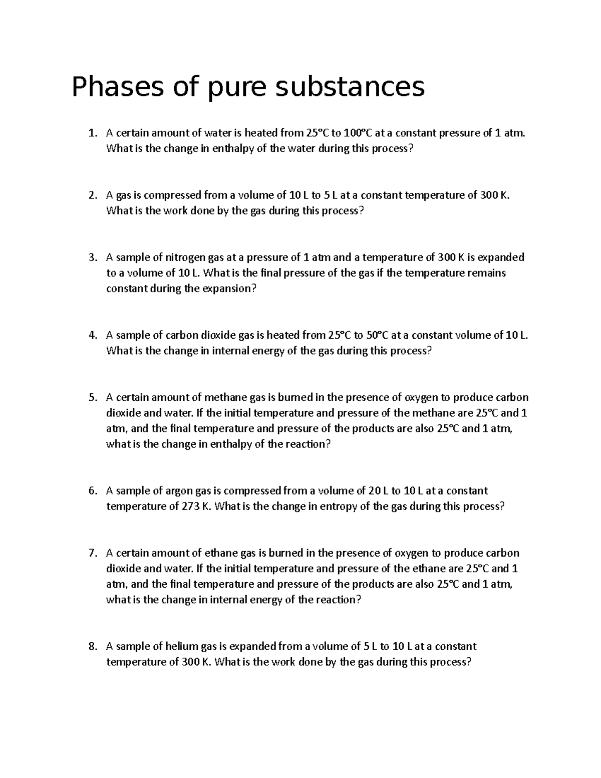 Phases of pure substances - What is the change in enthalpy of the water ...