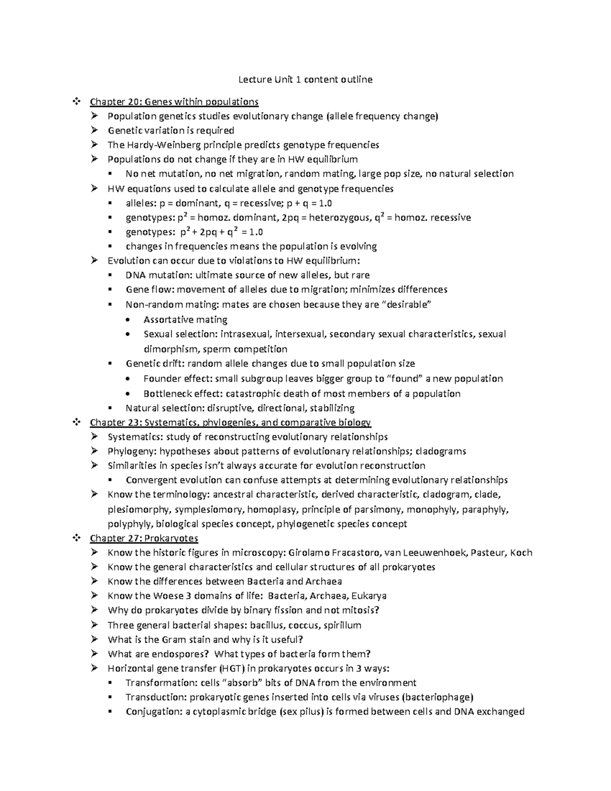 Lecture Unit 1 content outline - Lecture Unit 1 content outline Chapter 20: Genes within - Studocu
