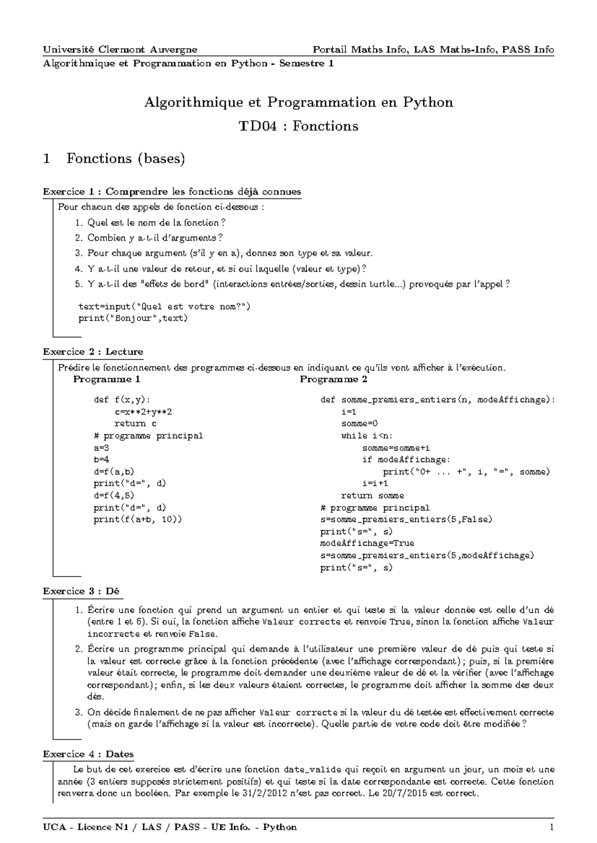 TD04 Python - Université Clermont Auvergne Portail Maths Info, LAS ...